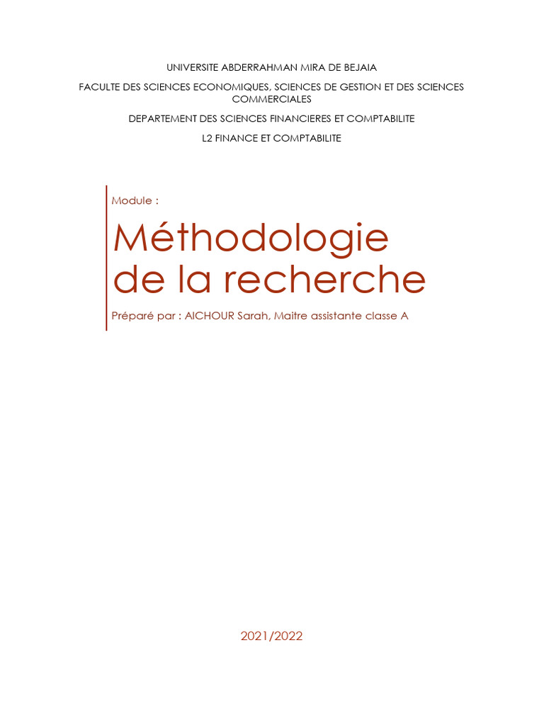 Cours de Méthodologie | PDF