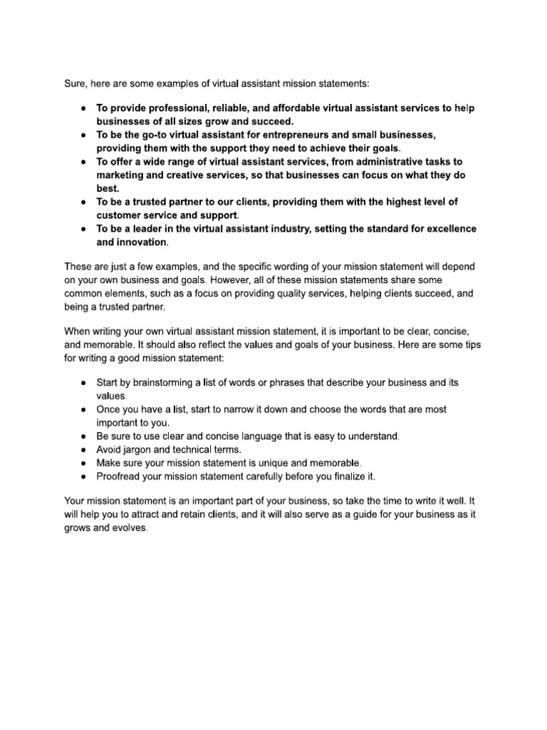 VA Mission Statements | PDF