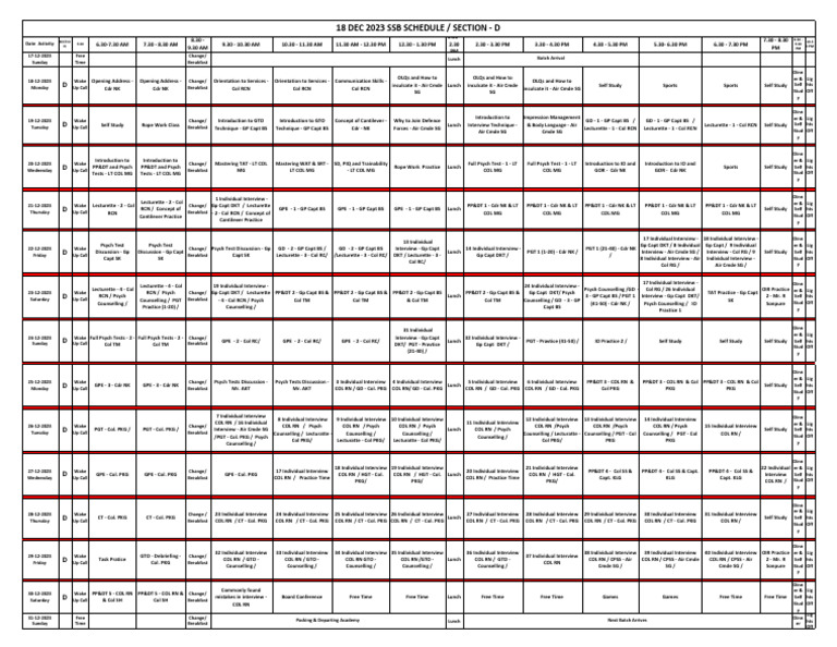 18 Dec Schedul - Section - D | PDF