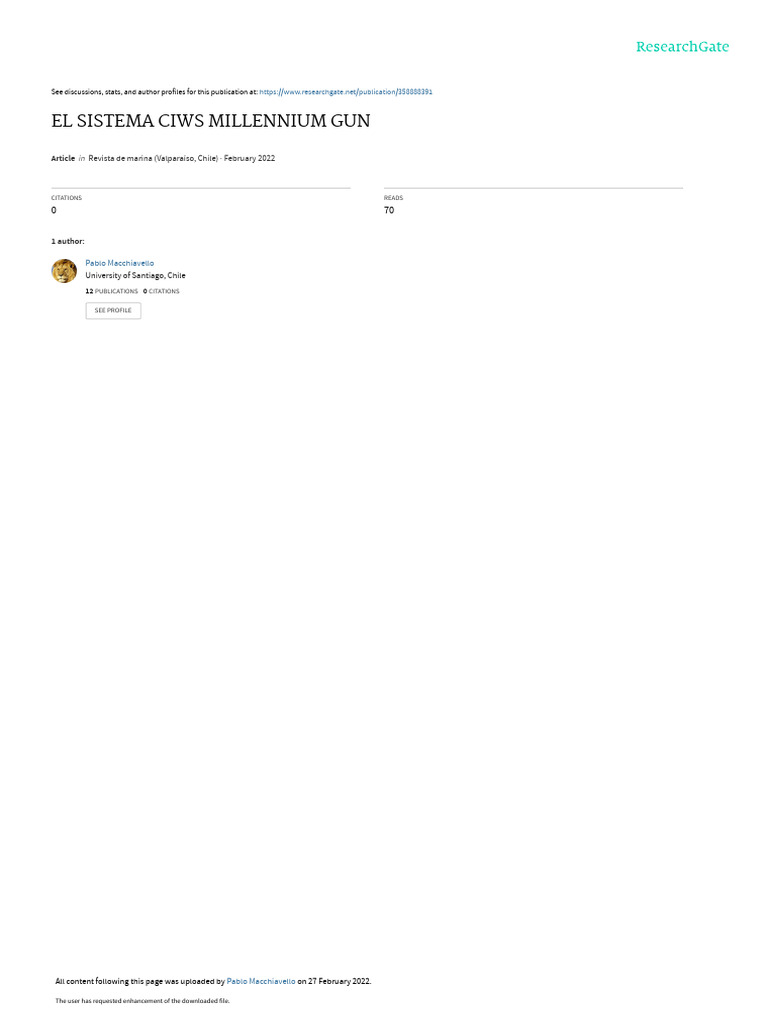 Sistema CIWS Millennium Gun: Innovación en Defensa | PDF