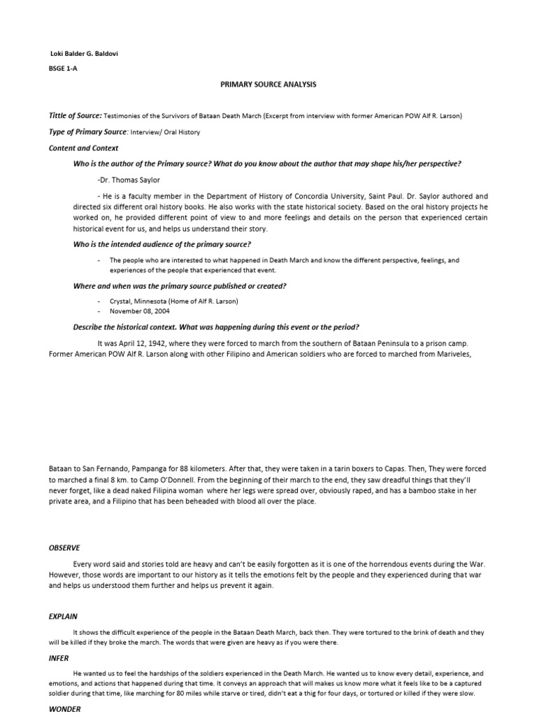 Chap 2 Primary Source Analysis Baldovi Loki Balder | PDF