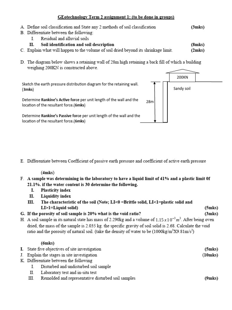 GEotechnology Term 2 Assignment 1 | PDF