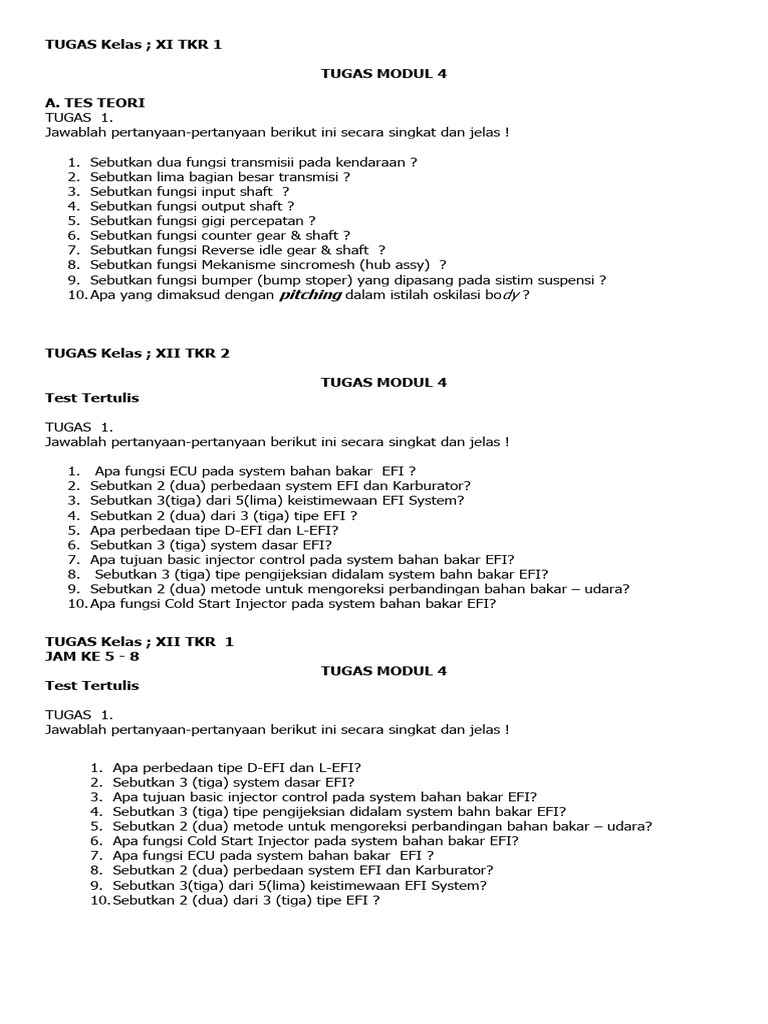 TUGAS Kelas XI DAN Kelas XII A | PDF