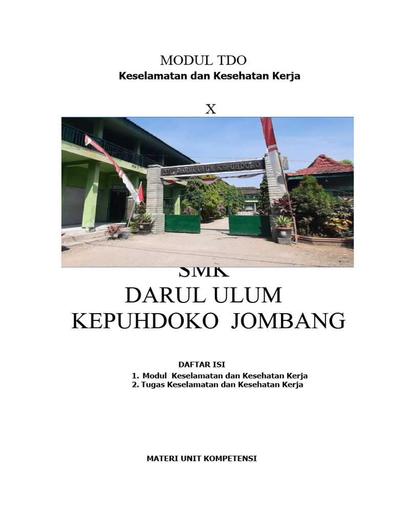 Modul Tdo X (Bab 1) Keselamatan Kerja | PDF