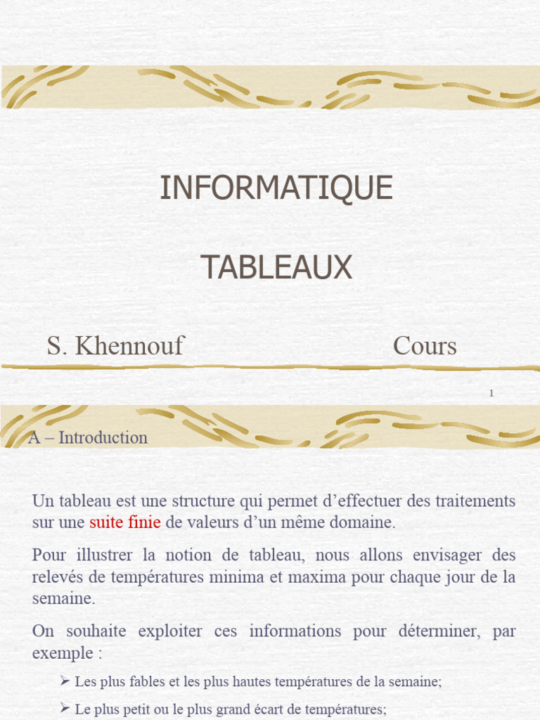 Cours 6 Informatique 2A | PDF | Variable (informatique) | Pointeur (programmation)