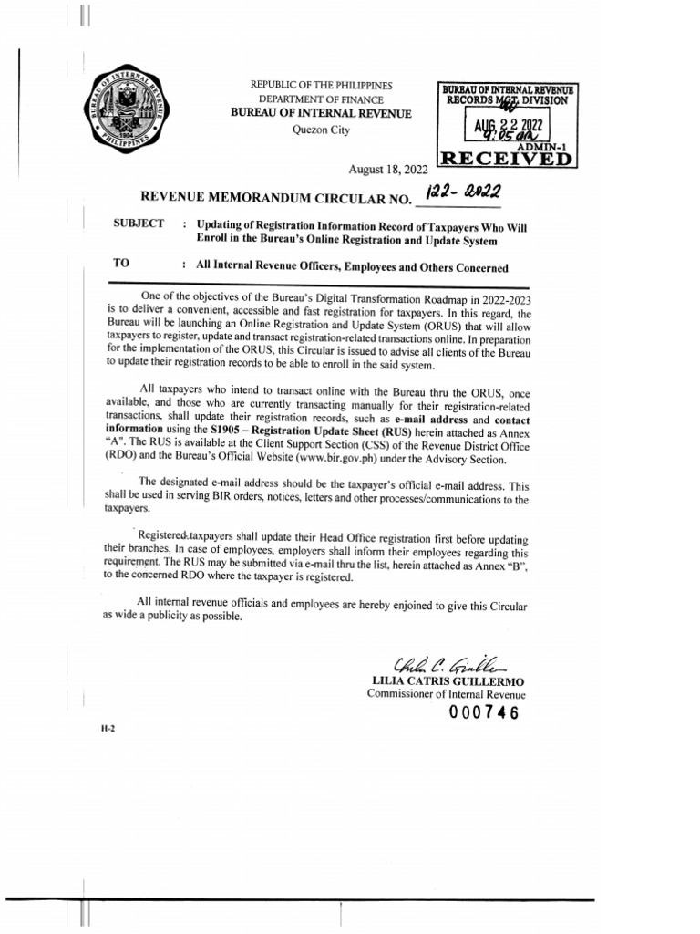 Taxpayer Registration Update Form | PDF | Law