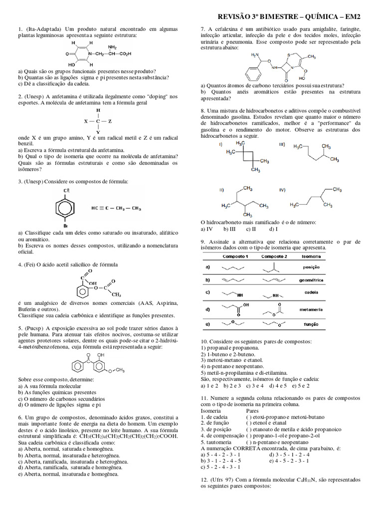 Revisão - 3° Bimestre - EM2 | PDF