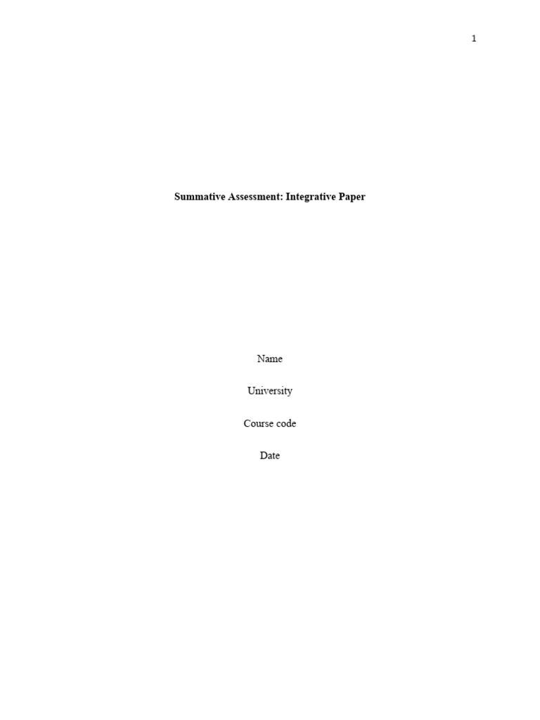 ) Summative Assessment Integrative Paper | PDF | Counseling Psychology ...