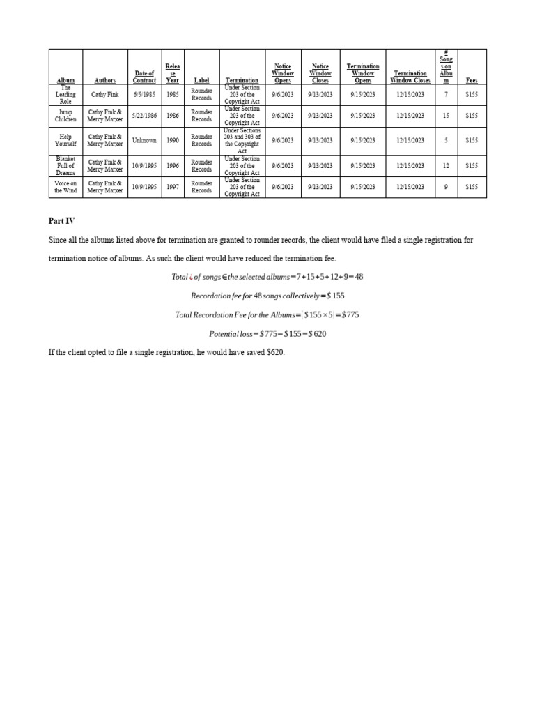 Termination Fee Calculation | PDF | Private Law | Data Management