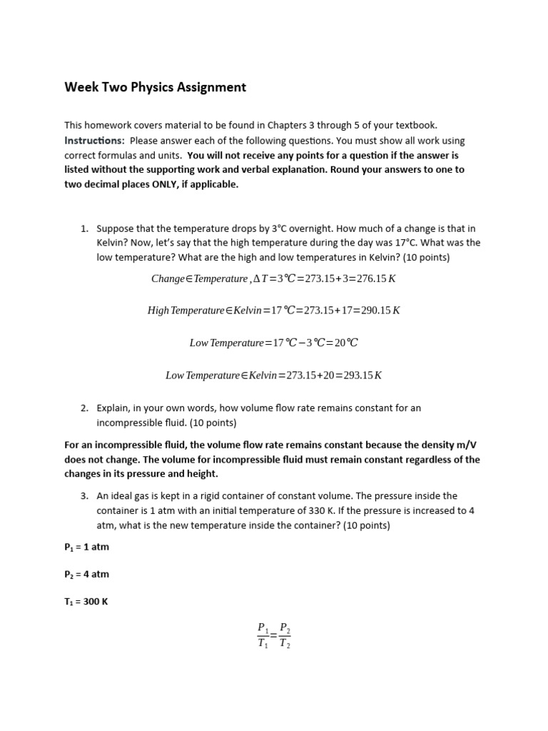 Petit-Jean - Week 2 Assignment Physics | PDF | Temperature | Heat