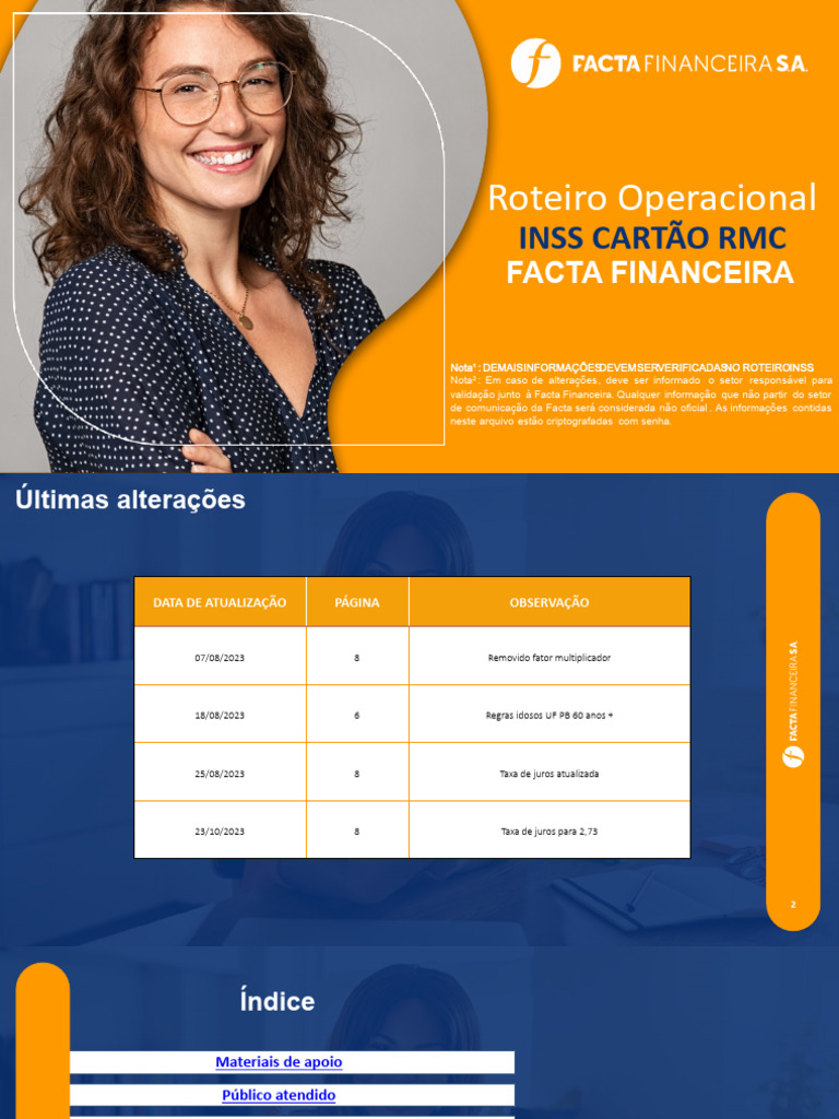 Roteiro Operacional Inss - RMC - Facta | PDF