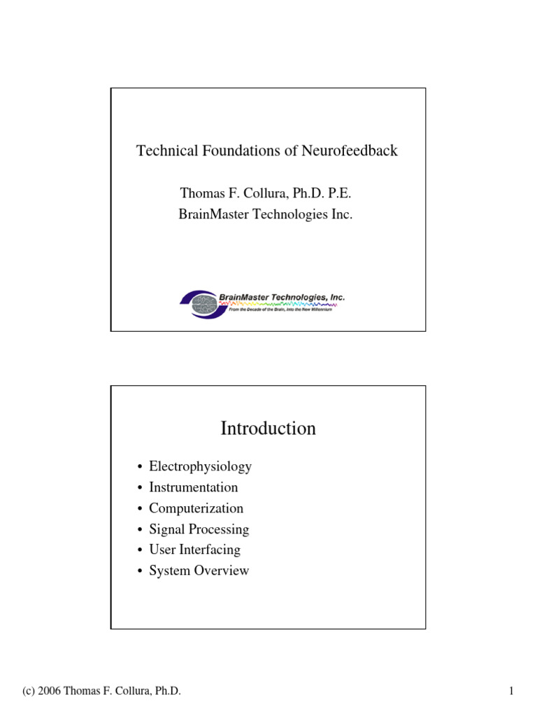 Technical Foundations of Neurofeedback Handout | PDF