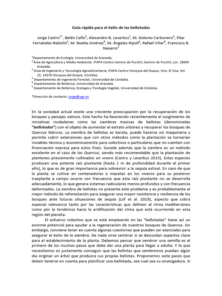 Guia Rapida para Bellotadas | PDF | Siembra | Agua