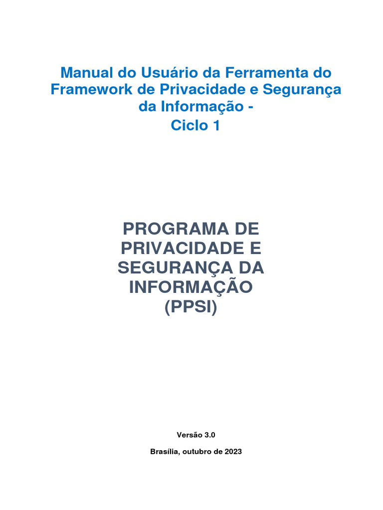 Manual Do Usuario Ferramenta Framework Ppsi v3 0 Ciclo 1 | PDF ...