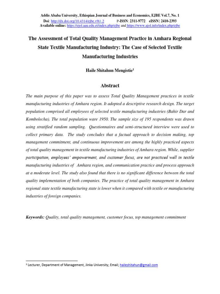 Mba Project Assignment | PDF | Quality Management | Validity (Statistics)