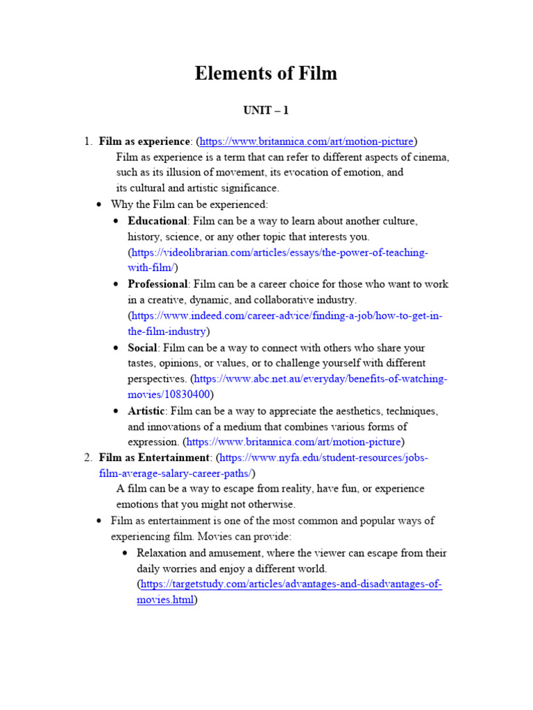 Elements of Film: An In-Depth Guide | PDF | Filmmaking | Aesthetics