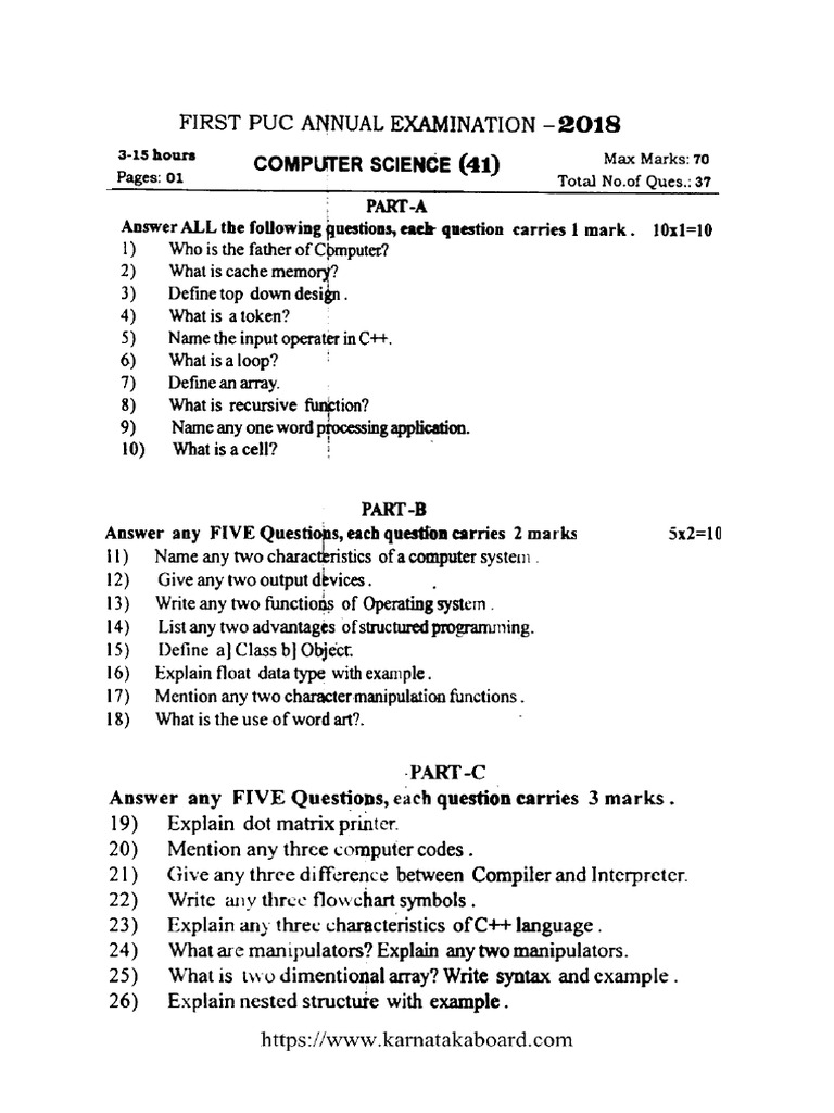 Puc 1 Computer Science 41 English Version 2018 Pdf 