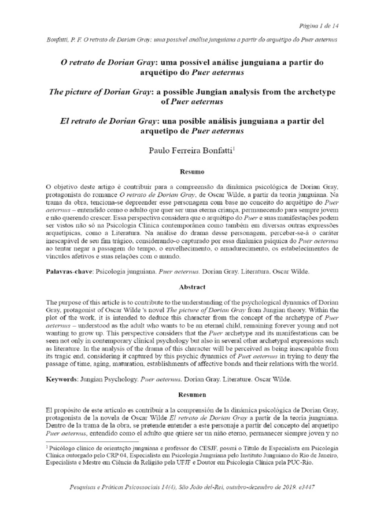 Vista Do O Retrato de Dorian Gray - Uma Possível Análise Junguiana A ...