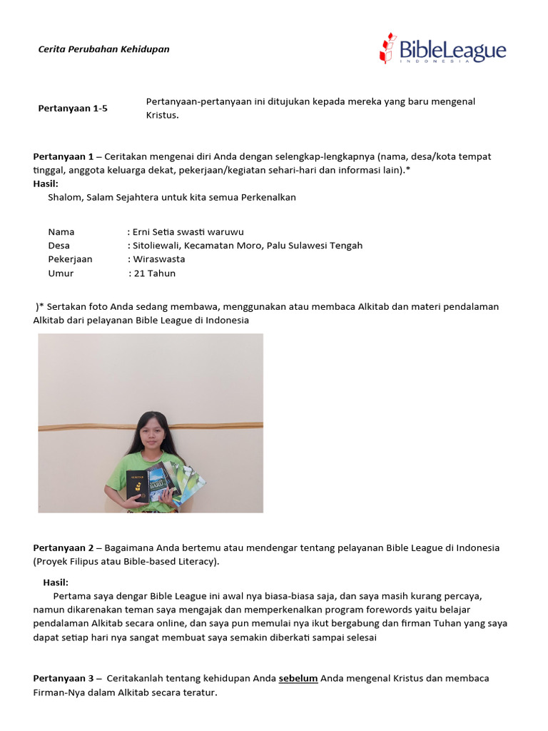 Cerita Perubahan Kehidupan Erni Setis Waruwu | PDF | Gaya Hidup