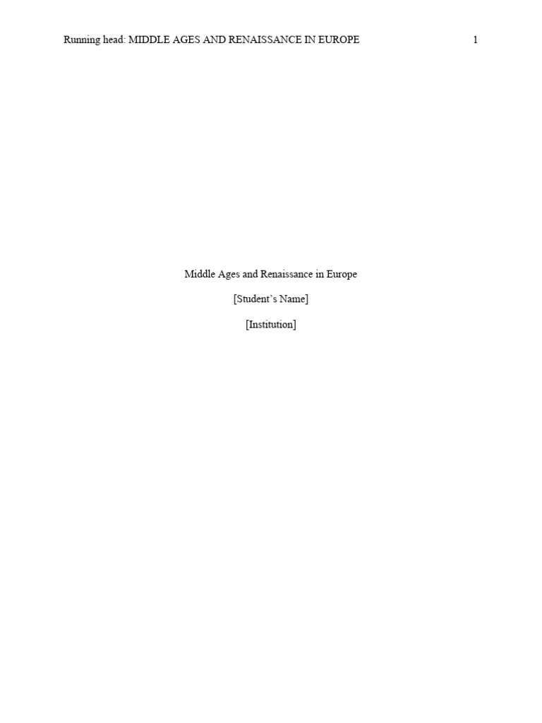 The Middle Ages in Europe and The Renaissance | PDF | History