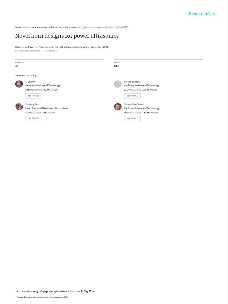 Ultrasonic Horn Designs | PDF | Resonance | Piezoelectricity