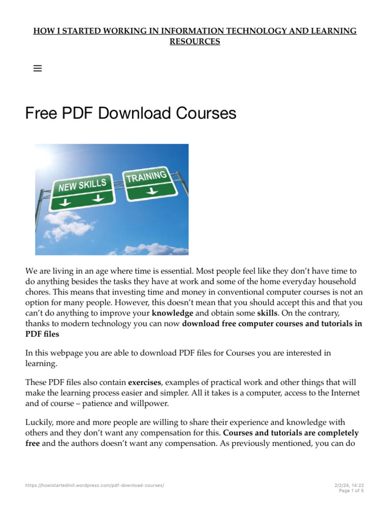 Free PDF Download Courses - How I Started Working in Information ...