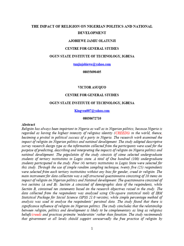 Corrected Version Impact of Religion On.. | PDF | Religion & Spirituality