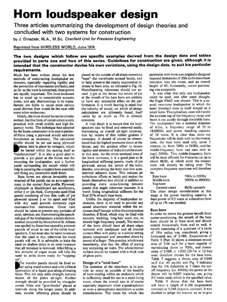 Horn Loudspeaker Design | PDF
