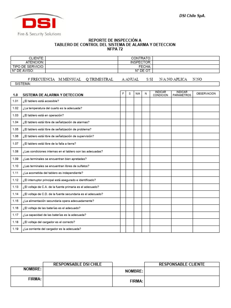 Reporte de Inspección, Prueba y Mantenimiento | PDF