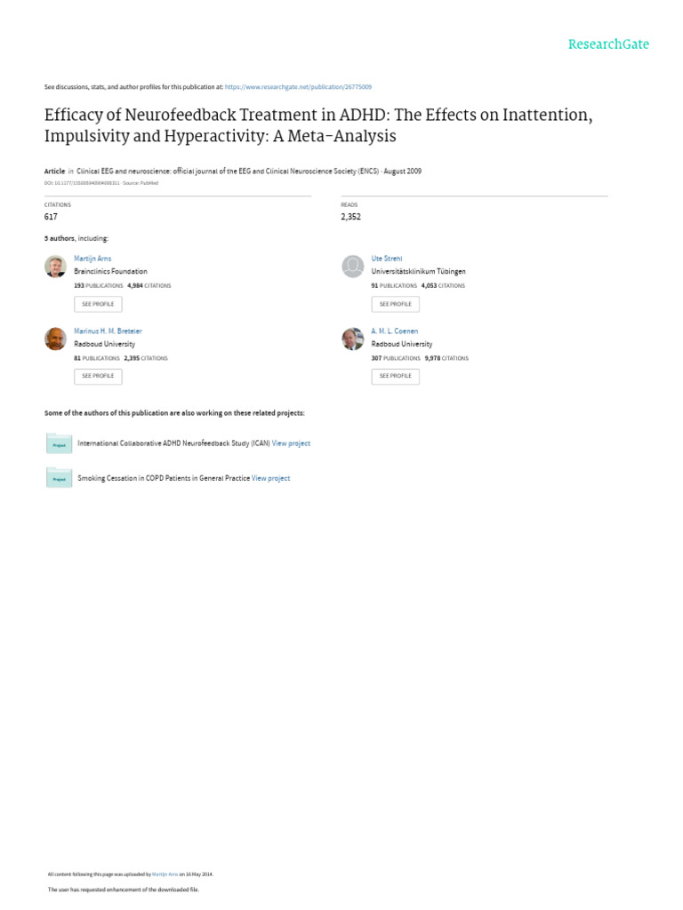 Efficacy of Neurofeedback Treatment in ADHD | PDF | Neurofeedback | Attention Deficit ...