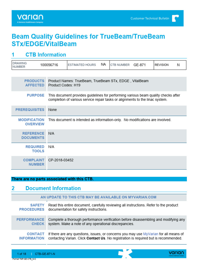 Beam Quality Guidelines For Truebeam Truebeam Stx Edge Vitalbeam Pdf