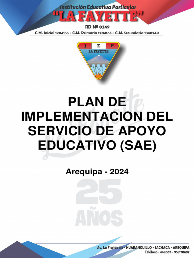 Plan SAE 2024 IEPLF | PDF