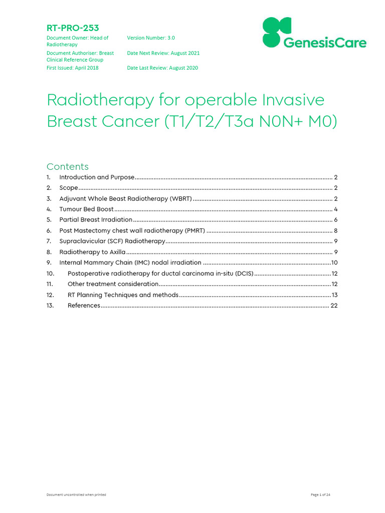 UK - Radiotherapy For Operable Invasive Breast Cancer RT PRO 253 V3.0 ...