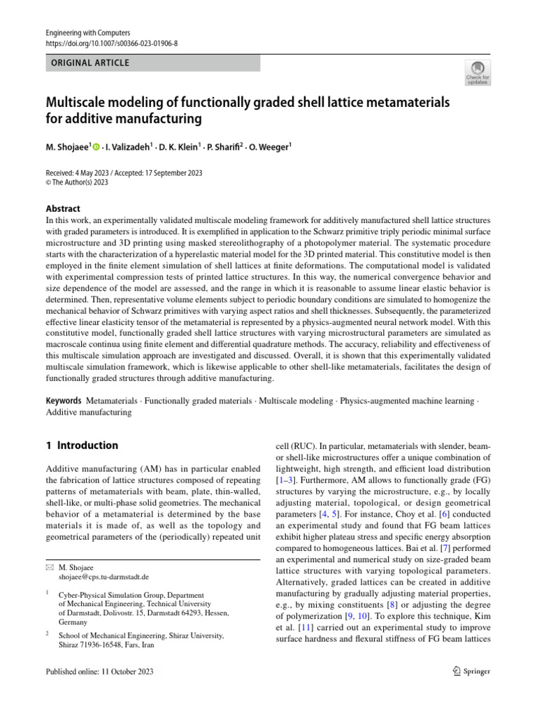 Shojaee Et Al. - 2023 - Multiscale Modeling of Functionally Graded Shell L | PDF | Science ...