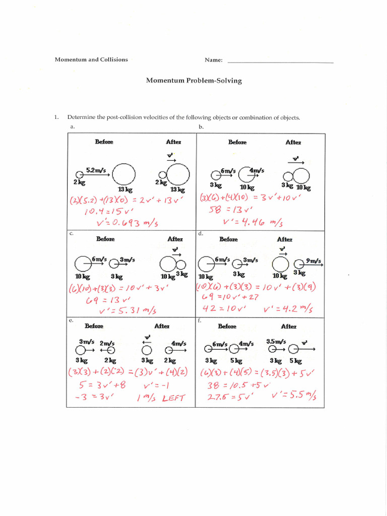 Conservation of Momentum Answers | PDF