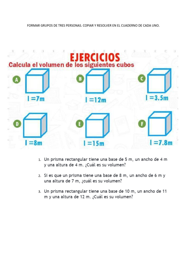 Cálculo de Volumen de Prismas Rectangulares | PDF