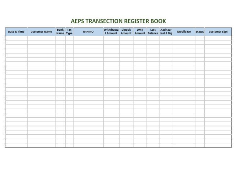 AEPS Register Book PDF | PDF