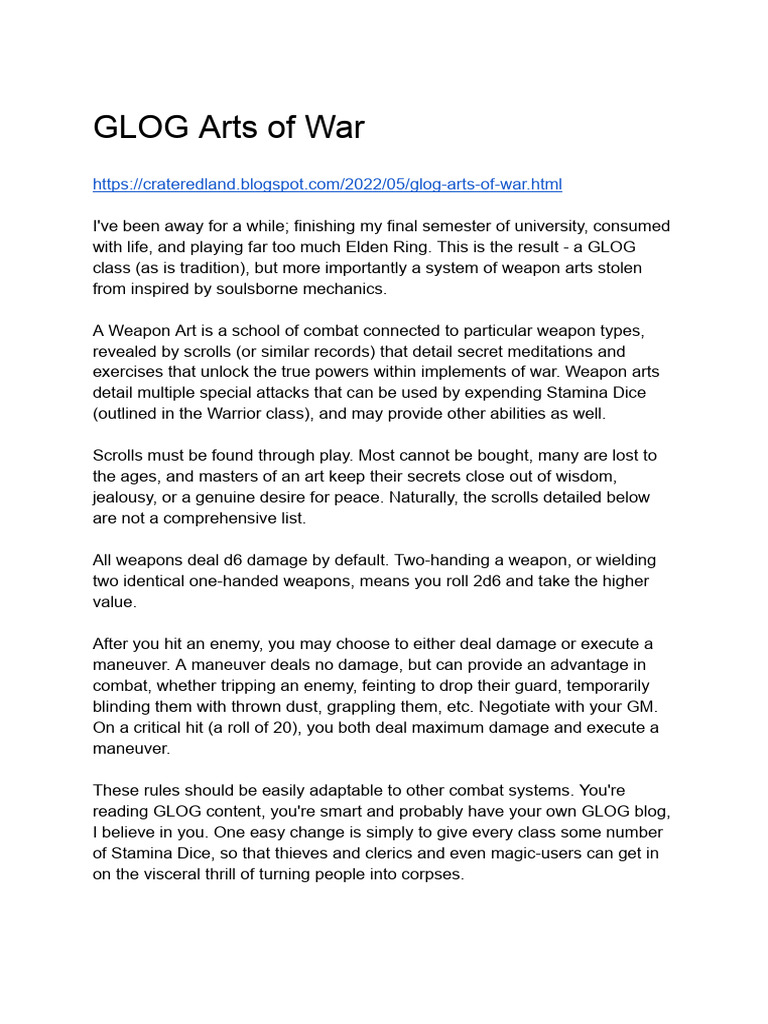 GLOG Arts of War | PDF | Bow And Arrow | Dagger