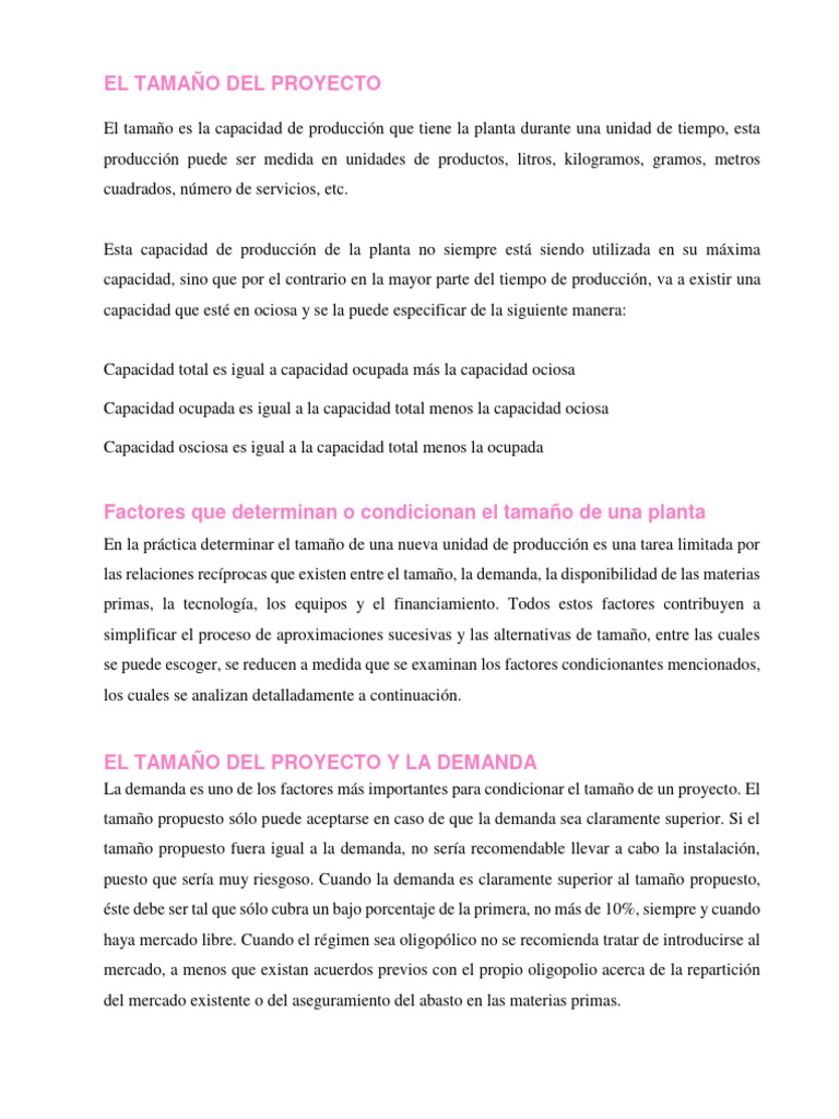 El Tamaño Del Proyecto 9 | PDF | Mercado (economía) | Business