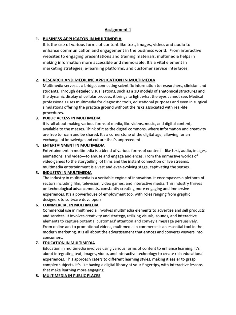 Assignment 1 | Download Free PDF | Multimedia | Communication