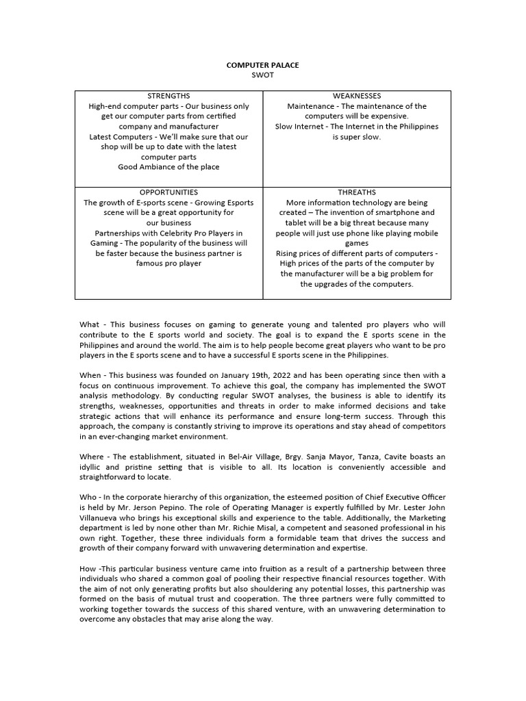 NSTP (Swot Analysis) | PDF | Swot Analysis | Economies