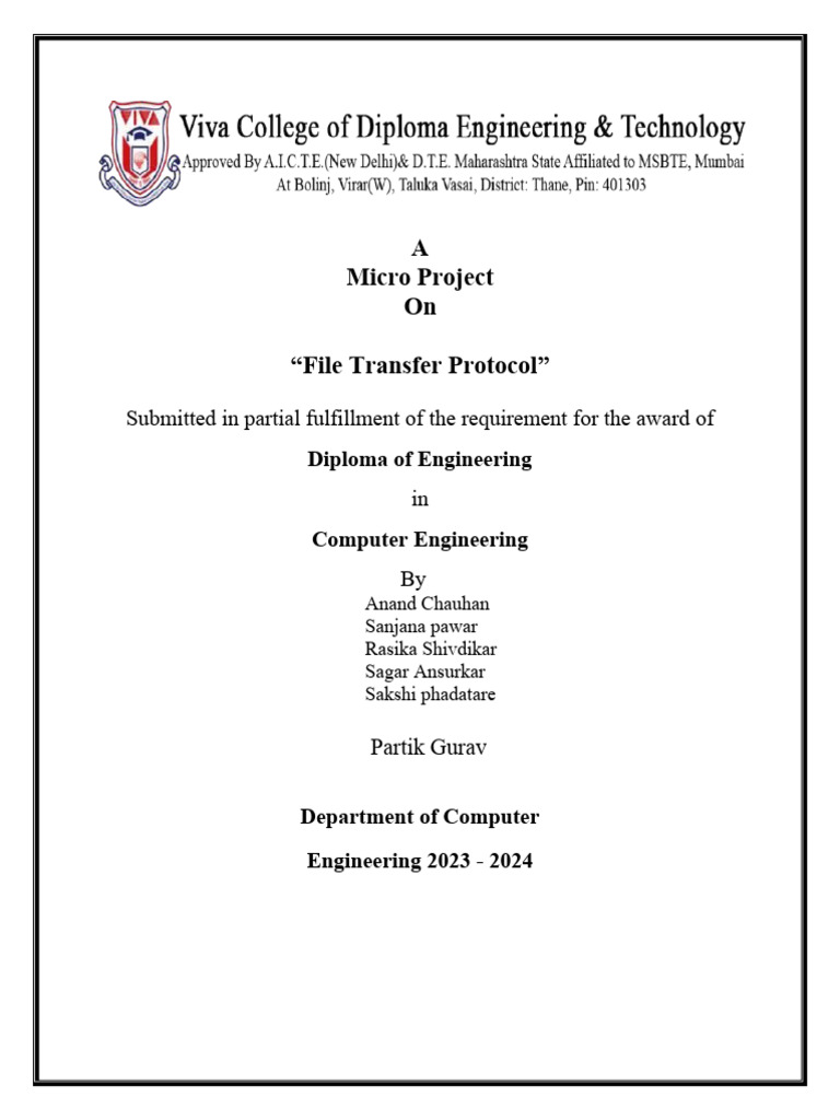 Microproject | PDF | File Transfer Protocol | Port (Computer Networking)