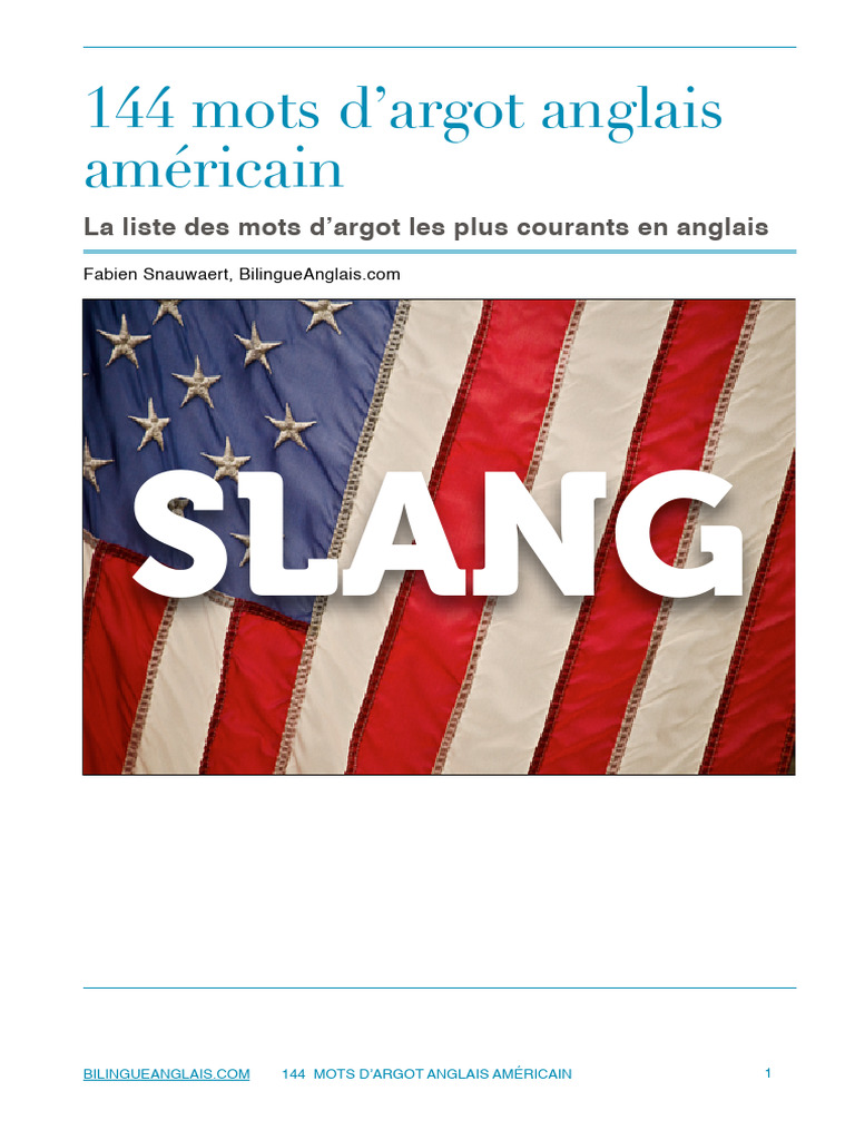 144 Mots d'Argot Anglais Américain | PDF | Vocabulary | Lexicology
