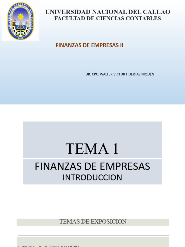 Tema 1 - Finanzas de Empresas - Introduccion | PDF