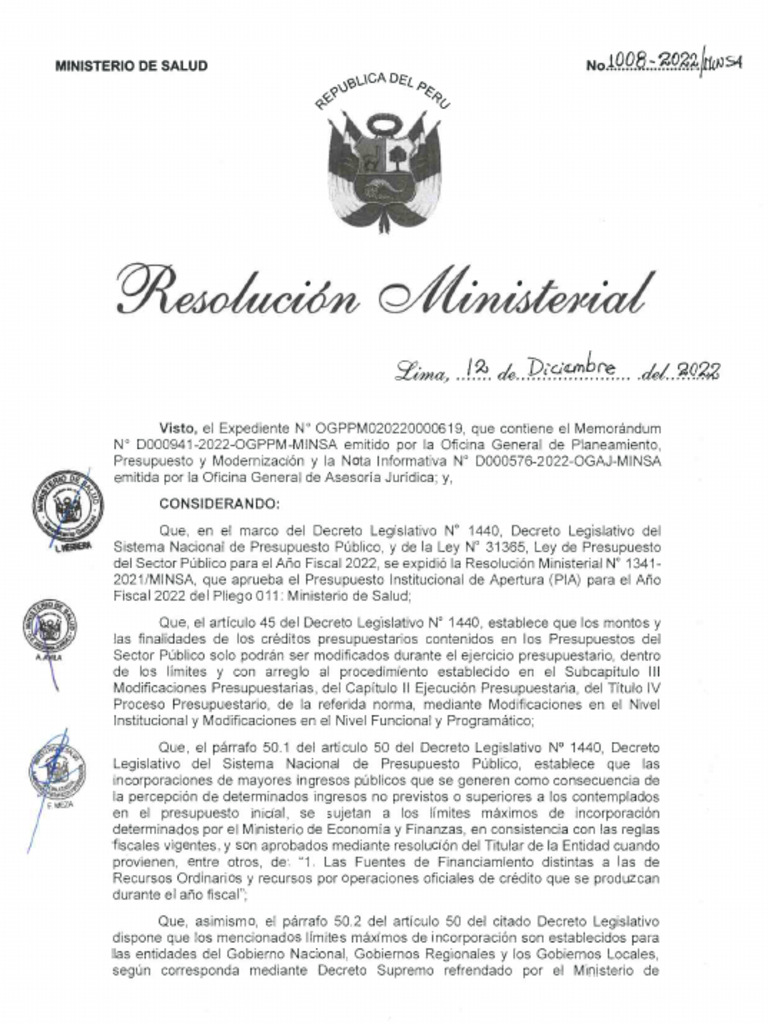 RM #1008-2022-Minsa Ogppm | PDF