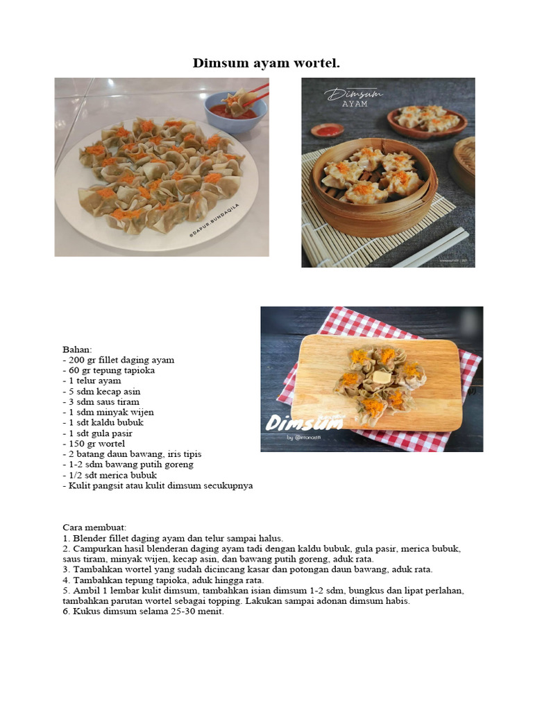 Dimsum Ayam Wortel | PDF