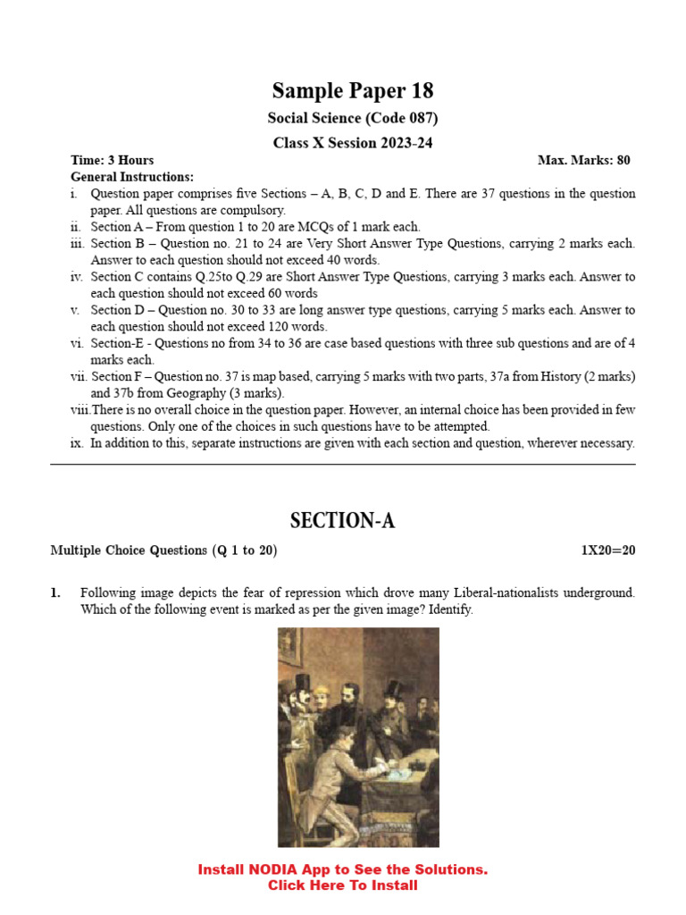 SS Sample Paper 18 Unsolved | PDF