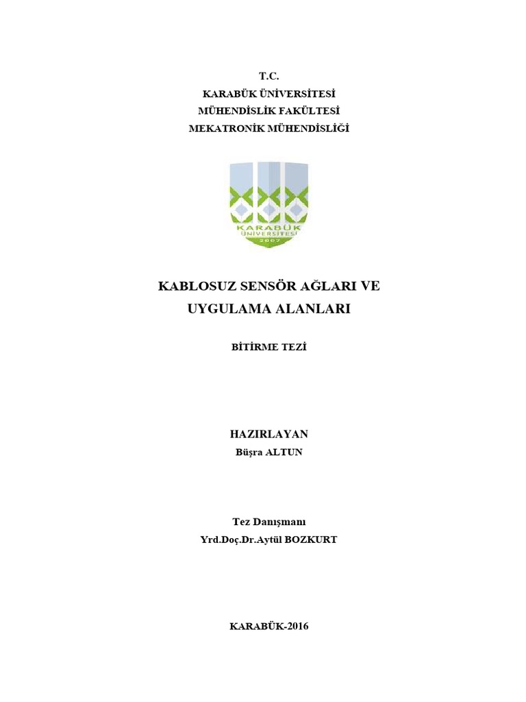 Kablosuz Sensor Aglari Ve Uygulama Alanlari-Busra ALTUN | PDF Kablosuz Sensor Aglari Ve Uygulama Alanlari-Busra ALTUN | PDF
