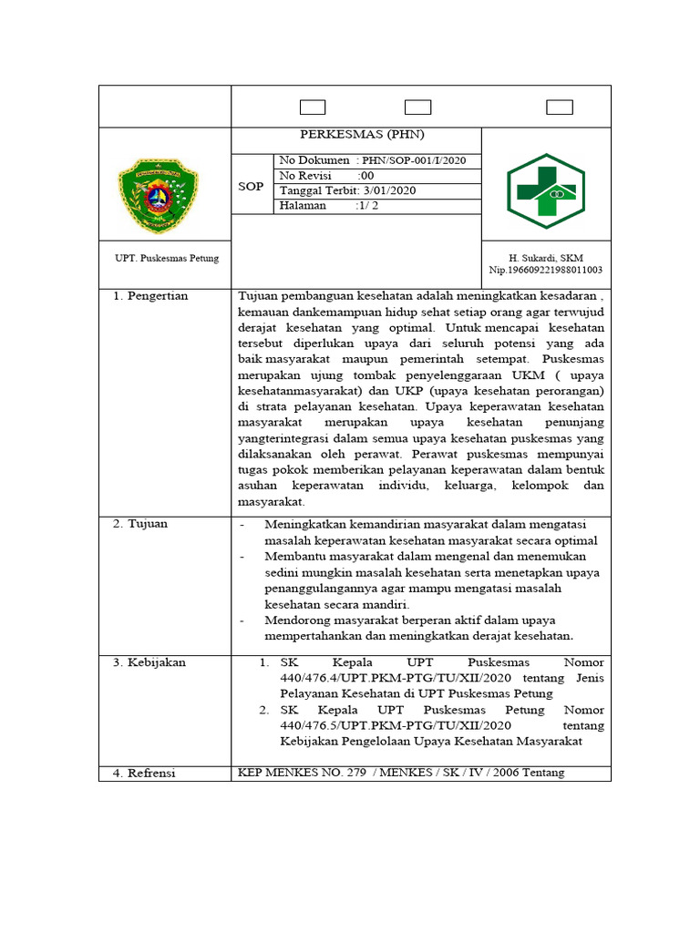 Sop 01 Perkesmas | PDF