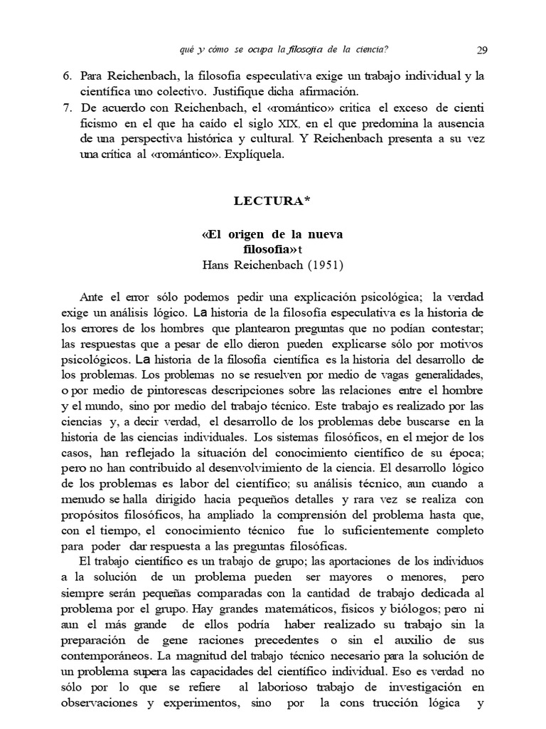 El Origen de La Filosofia Hans Reichenbach | PDF